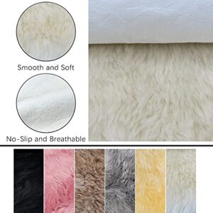 OKAYDA Genuine New Zealand Sheepskin Area Rug Soft Lambskin Decorative Rug for Bedroom Sofa Floor One Pelt