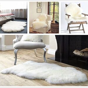 OKAYDA Genuine New Zealand Sheepskin Area Rug Soft Lambskin Decorative Rug for Bedroom Sofa Floor One Pelt