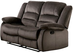 homelegance jarita reclining loveseat polyester fabric cover, chocolate