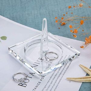 H&D Square Crystal Glass Ring Holder for Jewelry