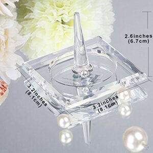 H&D Square Crystal Glass Ring Holder for Jewelry