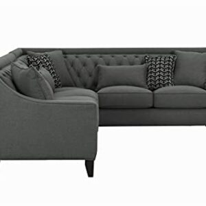 Iconic Home Chic Home Aberdeen Linen Tufted Down Mix Modern Contemporary Right Facing Sectional Sofa, Grey,