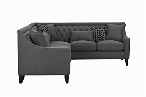 Iconic Home Chic Home Aberdeen Linen Tufted Down Mix Modern Contemporary Right Facing Sectional Sofa, Grey,