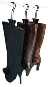 boottique the original boot hanger - shoe storage space saver (set of 3); boot hanger, boot holder, boot clips (black)