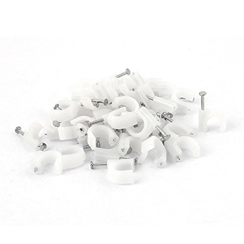 VNDEFUL 50 Pcs 12mm White Diameter Coax Cable Inserting Circle Nail Clips