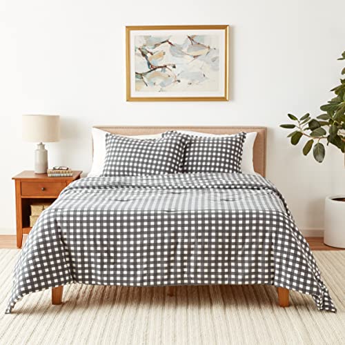 Eddie Bauer - Queen Comforter Set, Reversible Cotton Bedding with Matching Shams, Home Decor for Colder Months (Preston Grey, Queen)