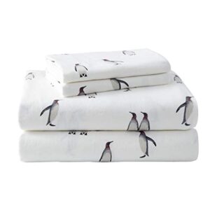 eddie bauer - queen sheets, cotton flannel bedding set, brushed for extra softness, cozy home decor (rookeries, queen)