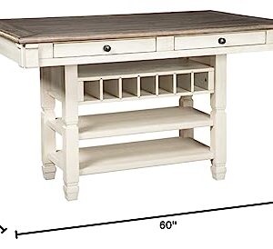 Signature Design by Ashley Bolanburg Farmhouse Counter Height Dining Room Table, White & Brown