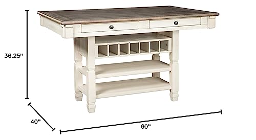 Signature Design by Ashley Bolanburg Farmhouse Counter Height Dining Room Table, White & Brown