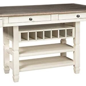 Signature Design by Ashley Bolanburg Farmhouse Counter Height Dining Room Table, White & Brown