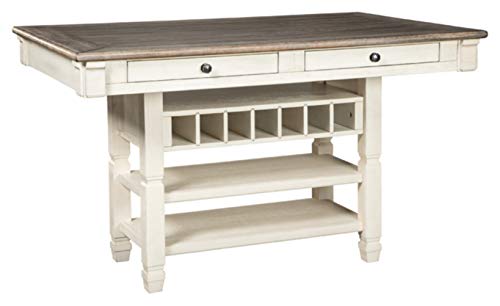 Signature Design by Ashley Bolanburg Farmhouse Counter Height Dining Room Table, White & Brown