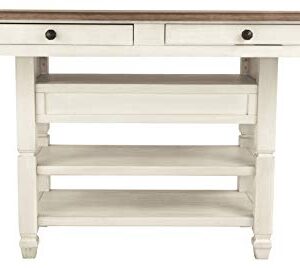 Signature Design by Ashley Bolanburg Farmhouse Counter Height Dining Room Table, White & Brown