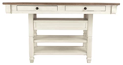 Signature Design by Ashley Bolanburg Farmhouse Counter Height Dining Room Table, White & Brown