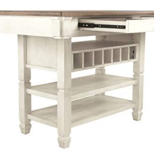 Signature Design by Ashley Bolanburg Farmhouse Counter Height Dining Room Table, White & Brown