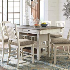 Signature Design by Ashley Bolanburg Farmhouse Counter Height Dining Room Table, White & Brown