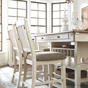 Signature Design by Ashley Bolanburg Farmhouse Counter Height Dining Room Table, White & Brown