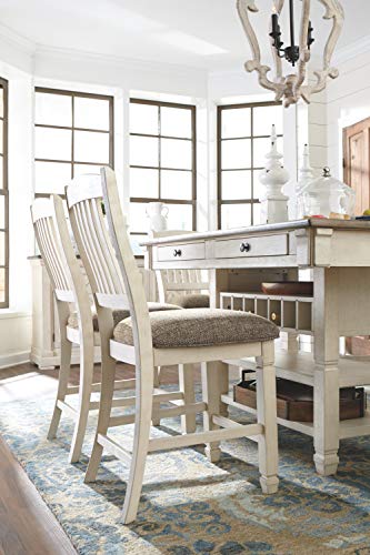 Signature Design by Ashley Bolanburg Farmhouse Counter Height Dining Room Table, White & Brown