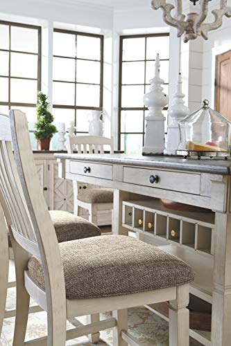 Signature Design by Ashley Bolanburg Farmhouse Counter Height Dining Room Table, White & Brown