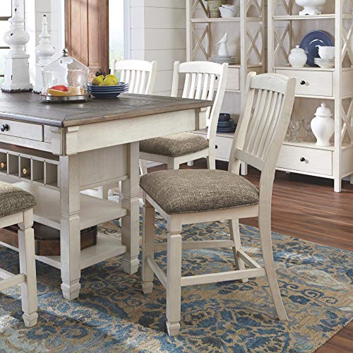 Signature Design by Ashley Bolanburg Farmhouse Counter Height Dining Room Table, White & Brown