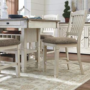 Signature Design by Ashley Bolanburg Farmhouse Counter Height Dining Room Table, White & Brown