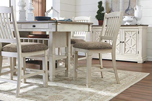 Signature Design by Ashley Bolanburg Farmhouse Counter Height Dining Room Table, White & Brown