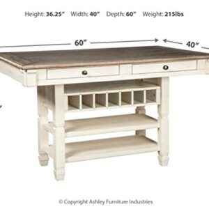 Signature Design by Ashley Bolanburg Farmhouse Counter Height Dining Room Table, White & Brown