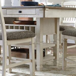 Signature Design by Ashley Bolanburg Farmhouse Counter Height Dining Room Table, White & Brown