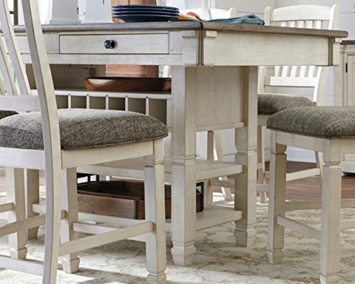 Signature Design by Ashley Bolanburg Farmhouse Counter Height Dining Room Table, White & Brown