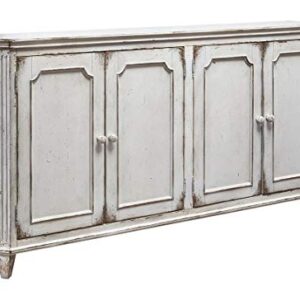 Signature Design by Ashley Mirimyn Distressed 4-Door Accent Cabinet or TV Stand, Antique White