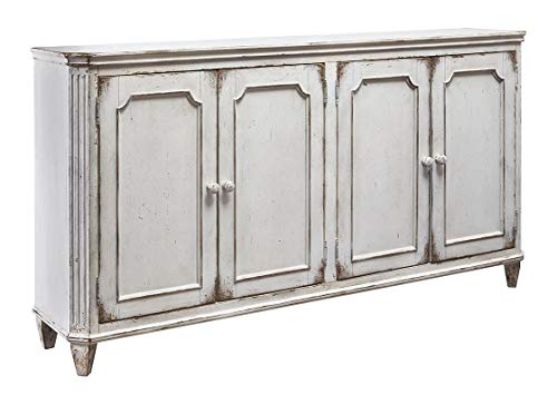 Signature Design by Ashley Mirimyn Distressed 4-Door Accent Cabinet or TV Stand, Antique White