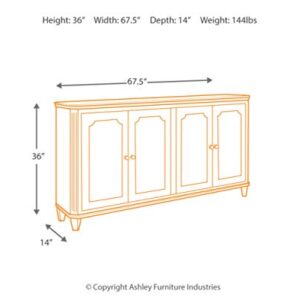 Signature Design by Ashley Mirimyn Distressed 4-Door Accent Cabinet or TV Stand, Antique White