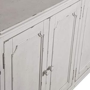 Signature Design by Ashley Mirimyn Distressed 4-Door Accent Cabinet or TV Stand, Antique White