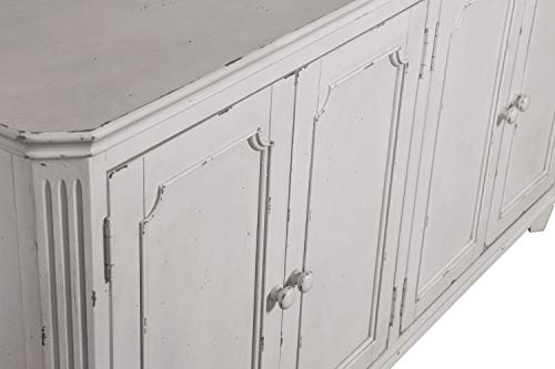 Signature Design by Ashley Mirimyn Distressed 4-Door Accent Cabinet or TV Stand, Antique White