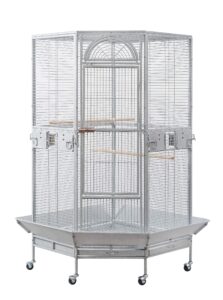 flyline corner bird cage for cockatiel parakeet black and white (white vein)