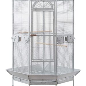 Flyline Corner Bird Cage for Cockatiel Parakeet Black and White (White Vein)