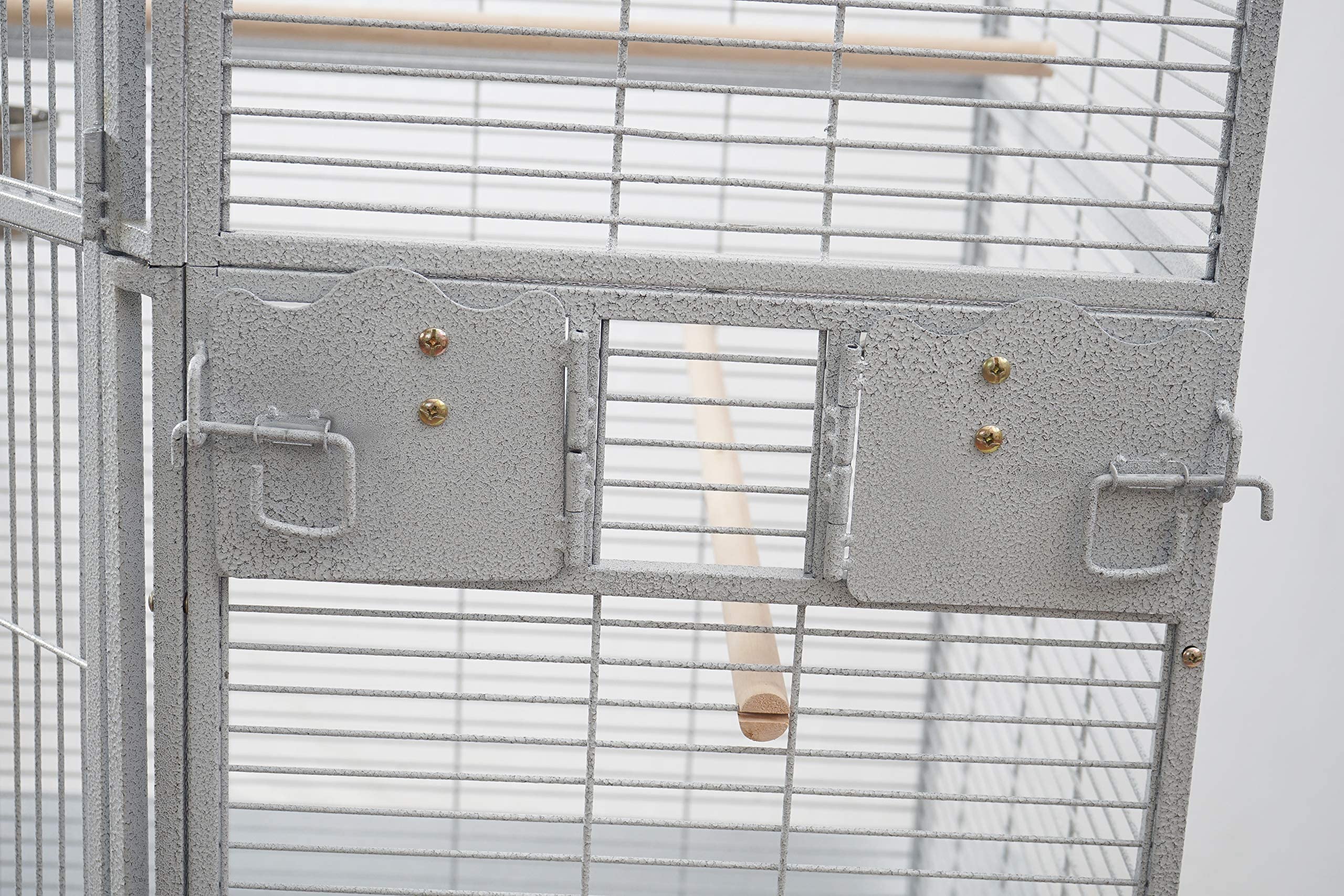 Flyline Corner Bird Cage for Cockatiel Parakeet Black and White (White Vein)