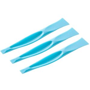 plastic scraper label scraper label peeler can opener, eunion plastic multipurpose stiff scraper scratch free cleaning tool - 3 pack, blue