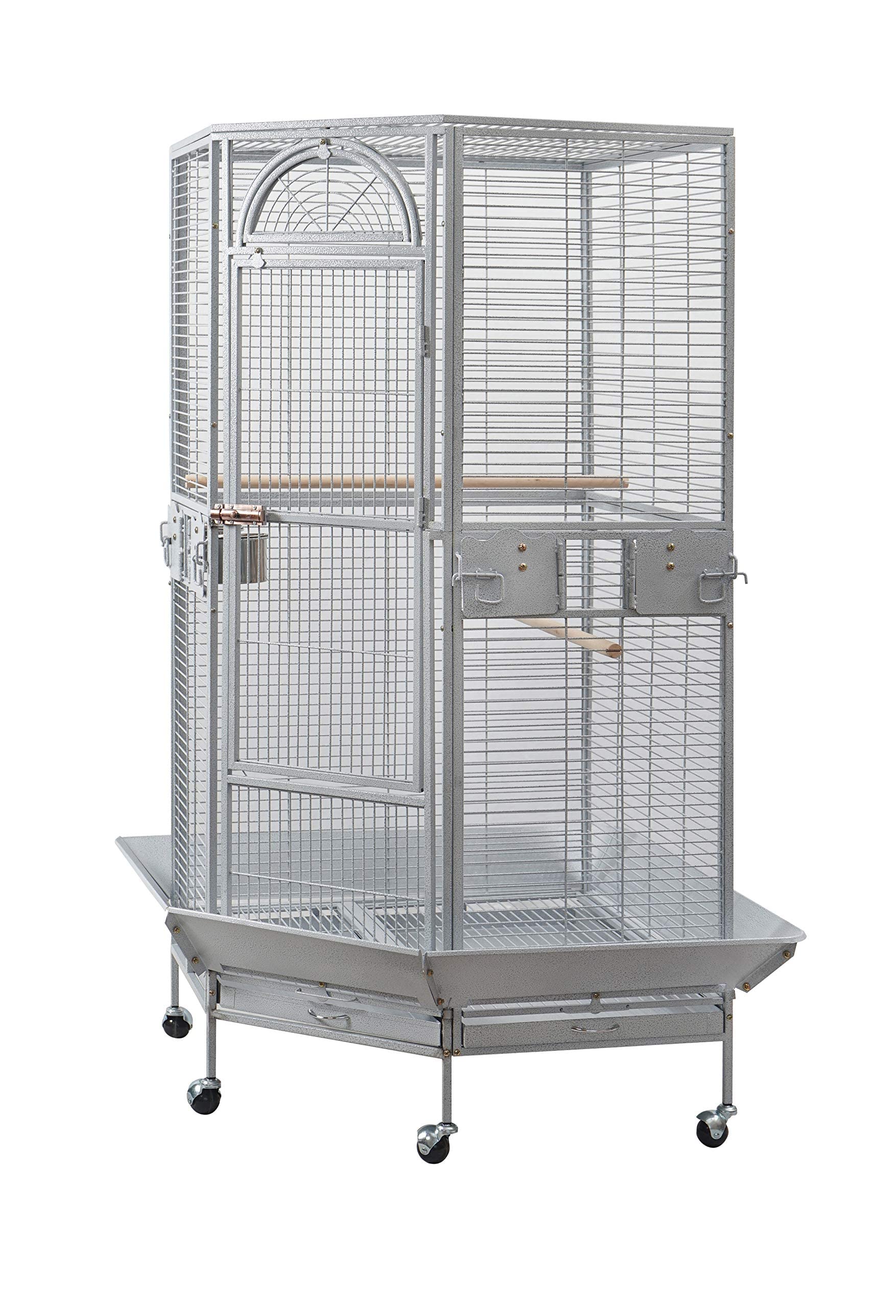 Flyline Corner Bird Cage for Cockatiel Parakeet Black and White (White Vein)