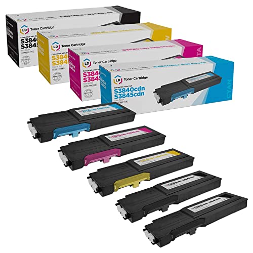 LD Products Compatible Toner Cartridge Replacement for Dell Color Laser S3840cdn & S3845cdn Extra High Yield (2 Black, 1 Cyan, 1 Magenta, 1 Yellow, 5-Pack)