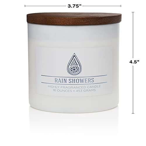 Colonial Candle Rain Showers Aromatherapy Scented Jar Candle, Wellness Collection, 16 oz, White