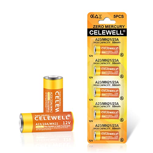 CELEWELL A23 23A Alkaline (5-Pack) Battery Same as 23AE L1028 MN21 【5-Year Warranty】