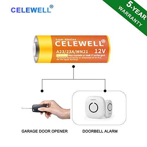 CELEWELL A23 23A Alkaline (5-Pack) Battery Same as 23AE L1028 MN21 【5-Year Warranty】