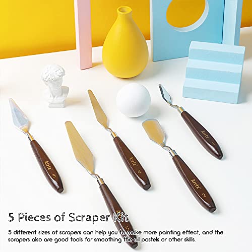 5 Pieces Painting Knives Stainless Steel Spatula Palette Knife Oil Painting Accessories Color Mixing Set for Oil, Canvas, Acrylic Painting-Lightwish