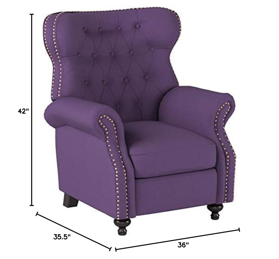 GDFStudio Waldo Tufted Wingback Recliner Chair(Plum)