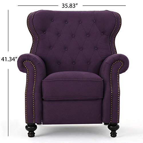 GDFStudio Waldo Tufted Wingback Recliner Chair(Plum)