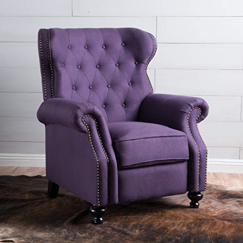 GDFStudio Waldo Tufted Wingback Recliner Chair(Plum)