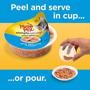 Meow Mix Simple Servings Wet Cat Food, Tuna & Salmon in Sauce, 1.3 Ounce Cup (Pack of 24)