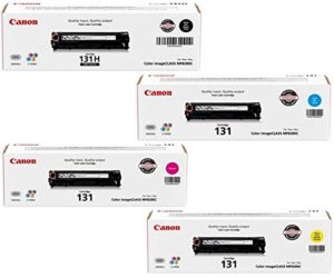 genuine canon crg-131 toner 4-pack w/high yield black, standard yield cyan, magenta and yellow