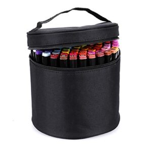 btsky multifunction marker case - zippered canvas pen bag pencil case stationary storage for 80 markers, black (no compartments inside)