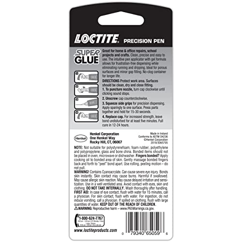 Loctite Super Glue Precision Pen, Clear Superglue, Cyanoacrylate Adhesive Instant Glue, Quick Dry - 0.14 fl oz, Pack of 1